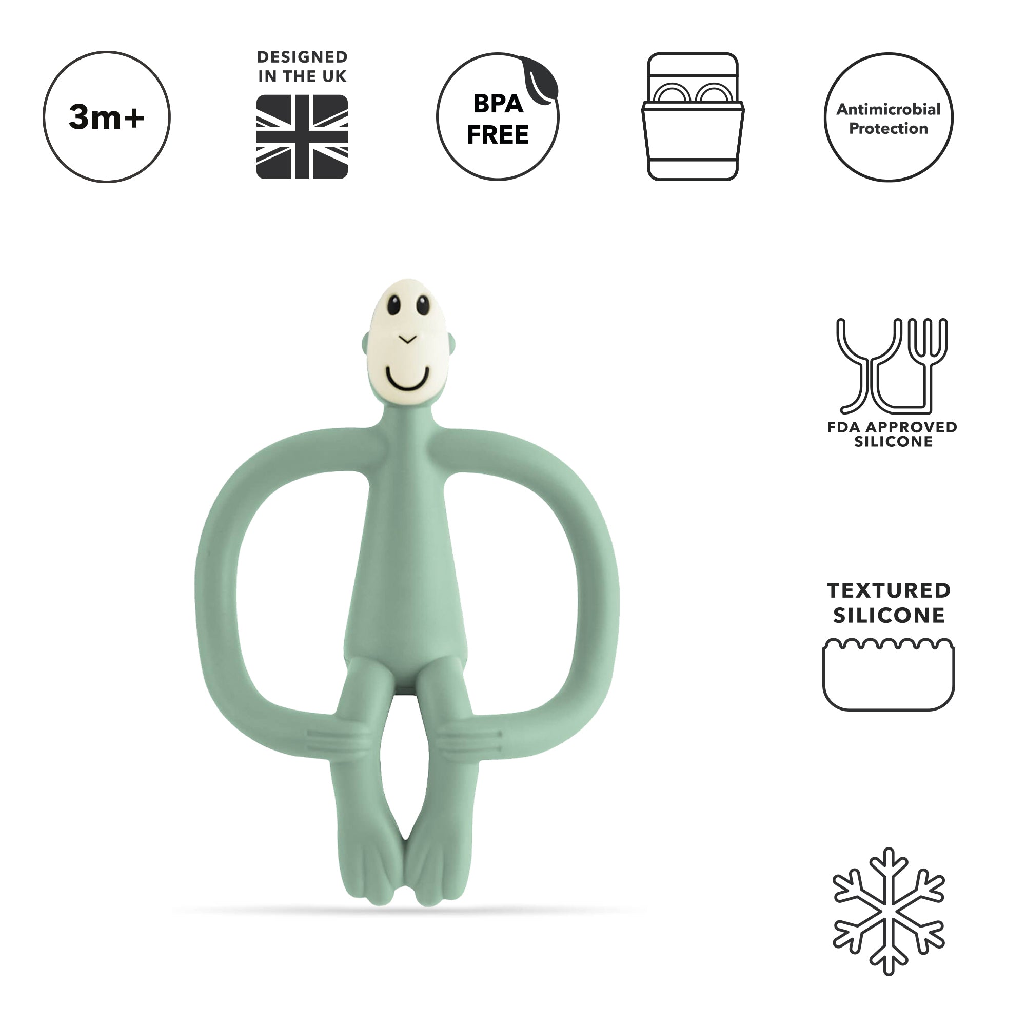 Original Teething Toy | Mint Green | Animal Teether | Matchstick Monkey ...