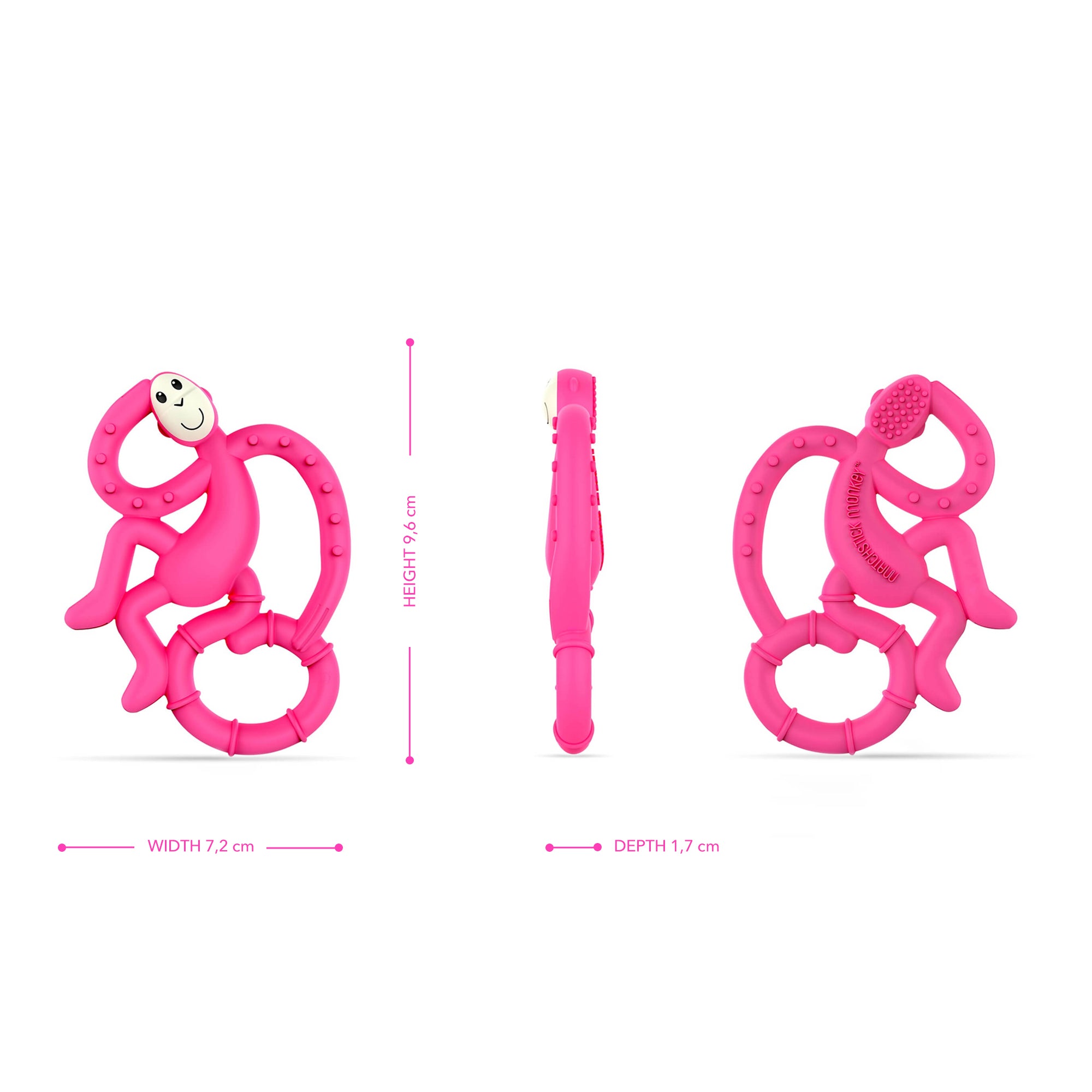 Mini Monkey Teether | Animal Teething Toy | Pink | Matchstick Monkey – Matchstick Monkey UK