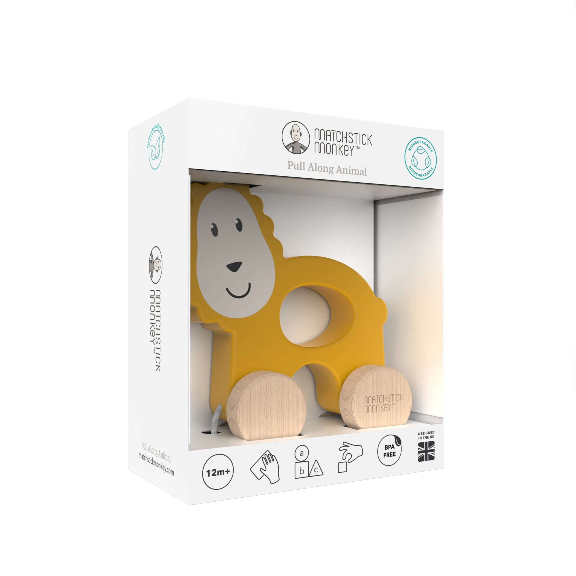 Wooden Pull Along Toy | Lion | Animal Baby Toy | Matchstick Monkey ...